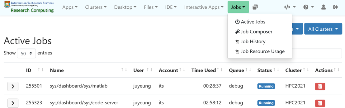 HPC-one Web Portal – Research Computing, HKU ITS